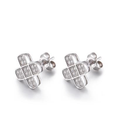 Chine petit trèfle de moulin à vent de boucles d'oreille de goujon du zircon 2.7g 2mm Sterling Silver Earrings à vendre
