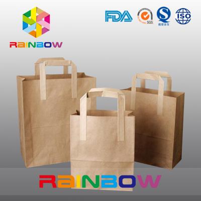 China Recycled Brown Customized Paper Bags /  Kraft Paper Bag With Loop Handle For Shopping for sale