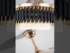 Modern Black LED Chandelier Fan Light Retractable Remote Control Ceiling Lamp With Fan