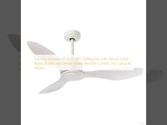 Factory Modern 42 Inch ABS Ceiling Fan with Wood Color Black Blades and White Motor Remote Control No Lamp AC Motor