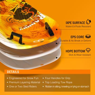 Chine Adulte 122cm Woowove personnalisé en mousse de planche à neige HDPE plastique traîneau à neige avec 2 poignées tirer la corde à vendre