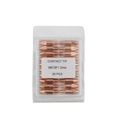China Draaddiameter 0,8-1,2 mm M6*28 mm 1,2 mm Contactpunt voor Mig Las Torch Consumable Te koop
