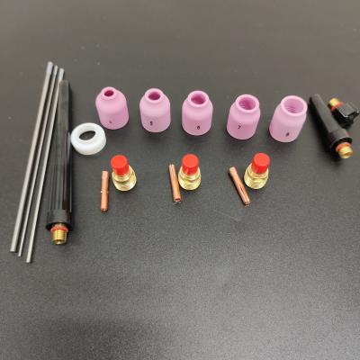 Cina 18pcs Nozzle di alluminio Collet corpo isolante elettrodo TIG Saldatura torcia kit di consumabili in vendita