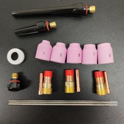 Cina OBM Alumina Nozzle Collet Corpo Isolatore elettrodo TIG Saldatura Torcia Consumabili Kit per WP-17/18/26 53N 18pcs in vendita