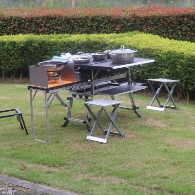 China Outdoor Camping Küche Klapptisch aus Aluminium für Wohnwagen BBQ Party Picknick zu verkaufen