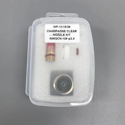 Cina WP-17/18/26 Champagne TIG accessori di torcia di saldatura 1.6mm/2.4mm/3.2mm Kit di ugelli trasparenti in vendita