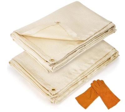 China 100% Retardante de Chama Cobertura de Soldadura 6x8 pés 2 Pacotes com Luvas de Proteção para as Mãos à venda