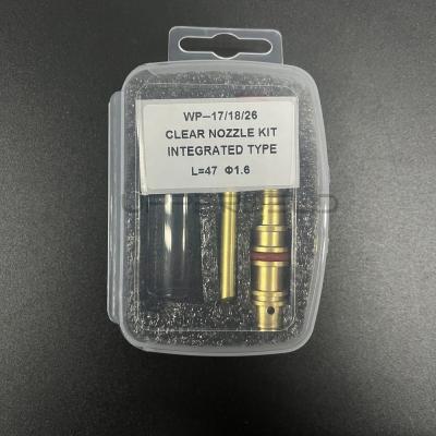 China Wp17/18/26 Tig Soldagem Tocha Kit de bocal transparente Tipo L 47 1.6 integrado para copos de vidro à venda