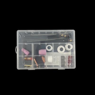 China 24pcs aluminium en helder spuitstuk TIG Laslampen reserveonderdelen voor maatwerk ondersteuning Te koop