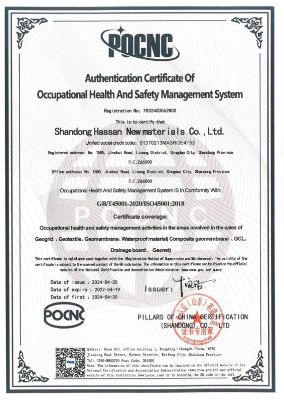 ISO45001 - Shandong Hassan New Materials Co.,Ltd
