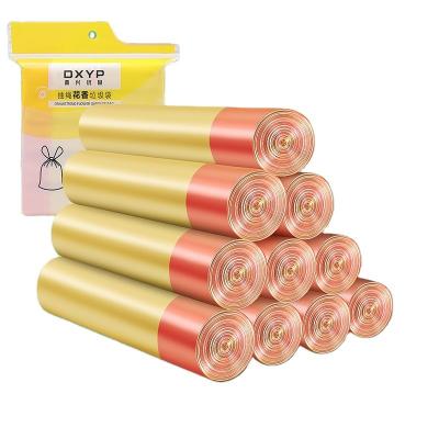 China Saco de lixo PE descartável colorido Saco de lixo de corda com certificado de composto OK à venda