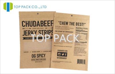 China Beef Jerky Kraft Paper Pouches Food Grade Stand Up Zipper Pouch for sale