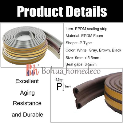 중국 문과 창을 위한 9x5.5mm EPDM 고무 물개 P 모양 Weatherstrips 판매용