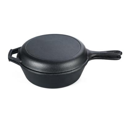 Cina Casseruola in ghisa pre-stagionata 2 in 1 Casseruola da 3 litri in vendita