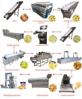 Cina Automatic Potato Chips Maker French Fries Frying Line Automatic Potato Cleaning, Cutting and Frying Line in vendita
