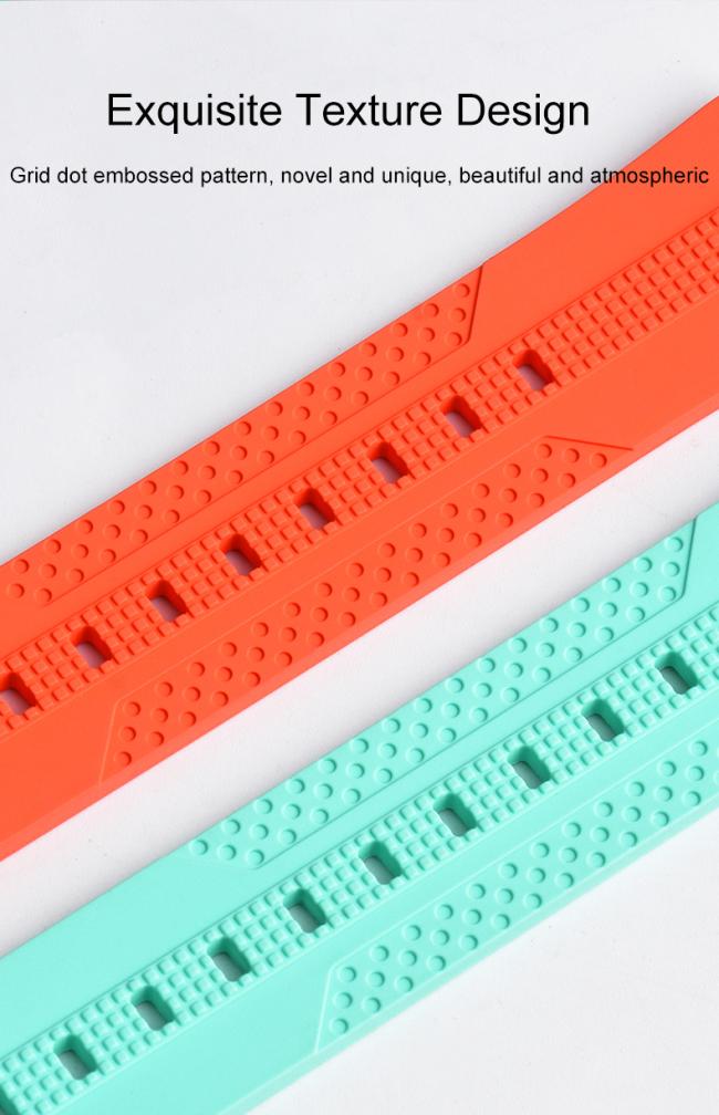 Exquisite diamond-grid embossed texture design for FKM rubber strap.