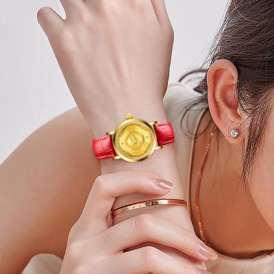 Cina Orologio dorato di lusso su ordinazione del quarzo di acciaio inossidabile del cuoio genuino per le signore in vendita