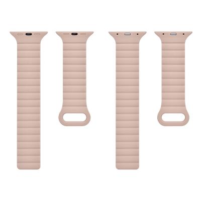 China Breathable Double Color Magnetic Loop Strap for Apple Watch Ultra Band 45MM 49MM Smooth Silicone Bracelet Position Band for sale