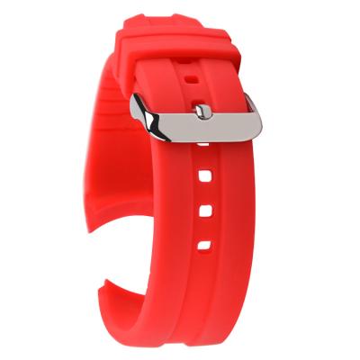 China Punho curvado à moda 24mm do fim da cor vermelha de faixa de relógio da borracha de silicone à venda