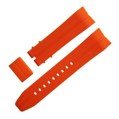 China A correia de relógio impermeável da borracha de silicone une a correia de relógio de borracha curvada 22mm da extremidade à venda