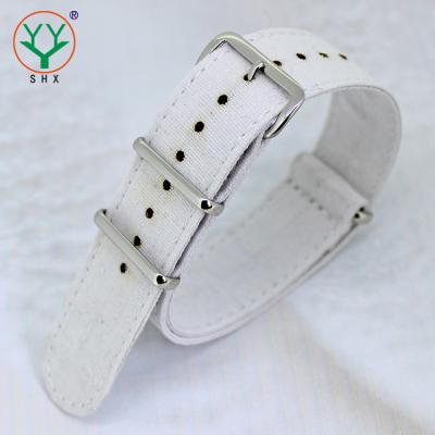 Cina Cinturini di orologio su ordinazione della tela SS304, cinturino della tela di Snowy White 20mm in vendita