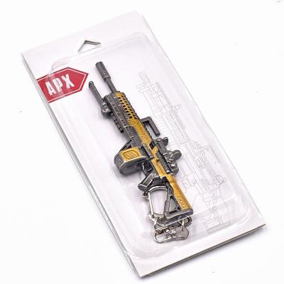 Cina 11cm Metal Keychain Gun Props In The Game APEX Hero Focus Light Machine Gun Model Toy in vendita