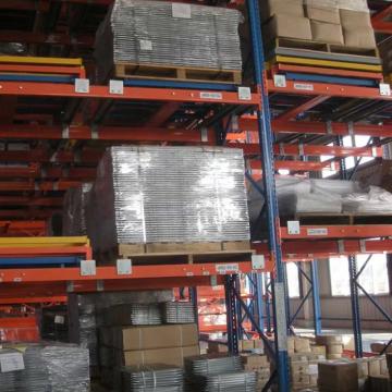 Detailed view of push back racking system components