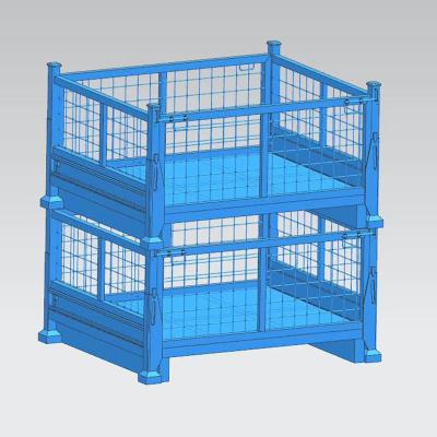 China Customized Turnover Box Foldable Steel Wire Storage Cage Metal Box For Warehouse Storage for sale