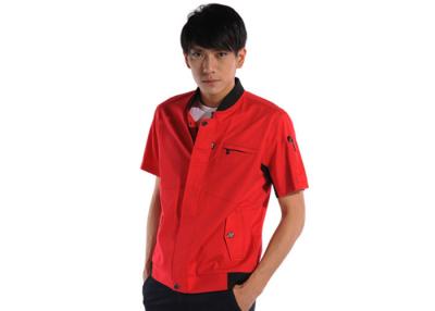 China Stehkragen-industrielle Arbeits-Uniformen zwei Dreieck-Taschen mischten Twill zu verkaufen