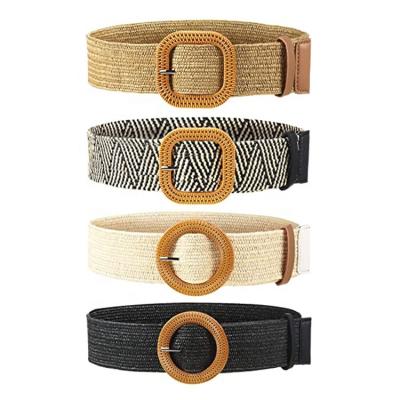 China Estiramento tecido Elasticated da correia de Straw Waist Braided Fabric Belt 5cm à venda