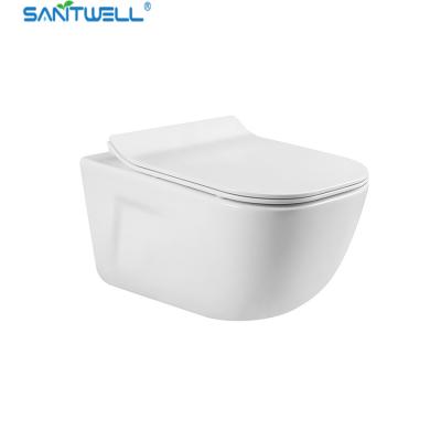 중국 Sanitwell SWJ1225 욕실 화장실 흰색 변기 림리스 플러시 판매용