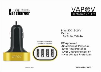 China Ce keurde 6.1A Slimme de Autolader van 4 Havenusb voor iPhone6/Samsung/Androïde Mobiele telefoon /Tablet goed Te koop