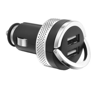 Cina 3100 caricatori dell'automobile del Usb del nero dell'incavo di USB del doppio di mA mini con l'anello di tirata cromato per Ipad e Iphone - CA5531 in vendita