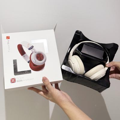 China Custom printed logo brand packaging box for headphone set products Paper boxes with blister tray For Wireless Earphone Packaging Box for sale