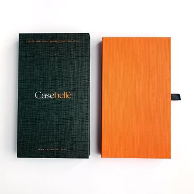 China Custom Gold Stamping Logo Luxury Cell Phone Case Packaging Box Slide Out Box Special Paper Drawer Boxes for sale