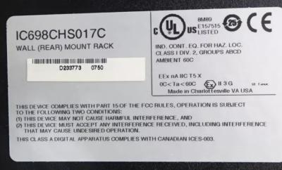 중국 IC698CHS017 GE PACSystems RX7i 랙 17 슬롯 앞 및 뒷 장착 CPU 및 I/O 구성 판매용