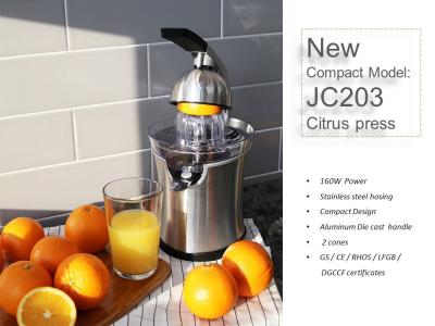 China JC203 160W Stainless Steel Compact Citrus Press with Aluminmum Diecast Handle en venta
