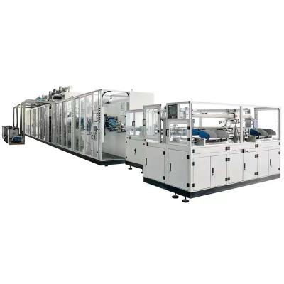 China Wegwerp semi-automatische baby volwassen luier & vrouwen maandverband maken en verpakkingsmachine prijs: Te koop