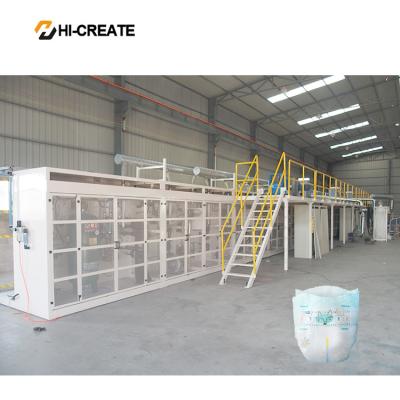 China Volautomatische babyluier die machineproductielijn maakt Te koop