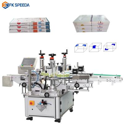 China Fineco Food Automated Seal Sticker Corner Labeling Machine Marking Two Sides Box At Corner en venta