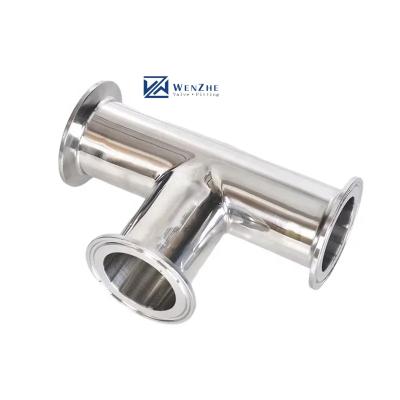Cina Gas idrico e olio 3A DIN Codice della testa cilindrica SS316L 304 Clampada sanitaria standard Tee 1/4''-6 in vendita