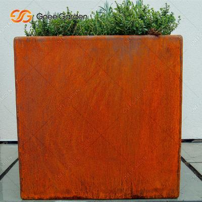 Cina Piantatrice d'acciaio di Corten della scatola della pianta del metallo di vaso del fiore del giardino in vendita