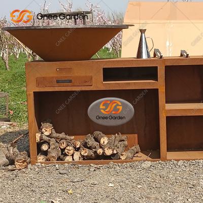 中国 独特なバーベキューの木炭はCorten屋外の台所のための鋼鉄Bbqのグリルを焼く 販売のため