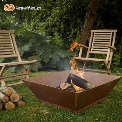 Cina Pozzo bruciante 50x50x33cm del fuoco di Matt Rusted Corten di legno d'acciaio all'aperto del braciere in vendita