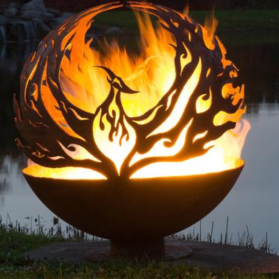 Cina Progettazione Rusty Outdoor Metal Fire Ball del modello di Phoenix in acciaio di Corten in vendita