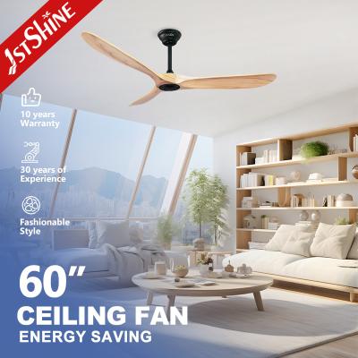 China Smart Remote Control Ceiling Fan with 3 Solid Wood Blades and Electric Power Source for sale
