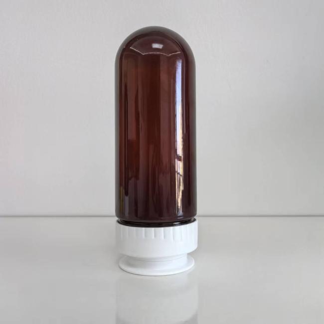 200ml/250ml Round PET Plastic Bottle with Black Anti-Theft Screw Cap for Food Packaging
