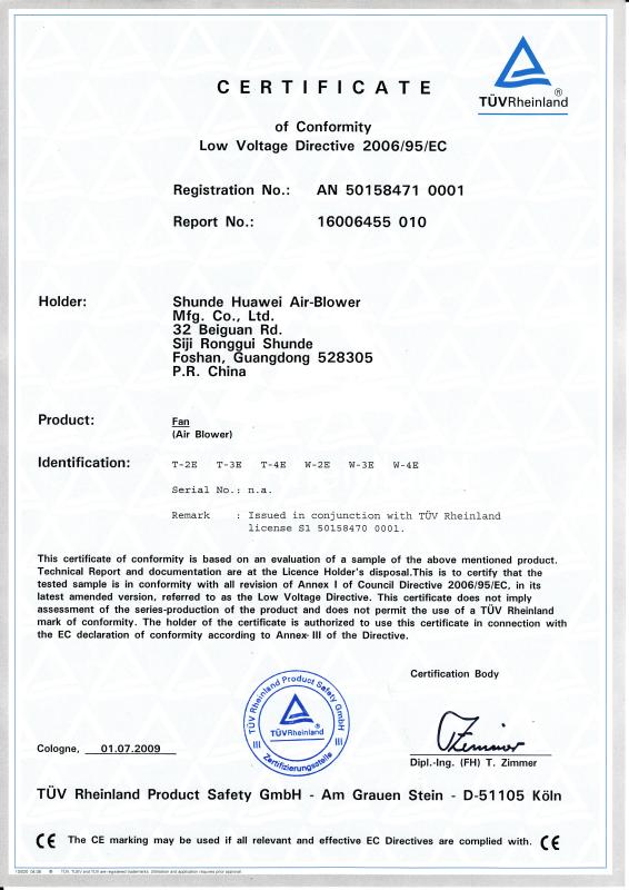 CE Certification for blower - Funworld Inflatables Limited