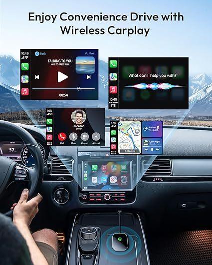 Wireless CarPlay adapter in use during driving