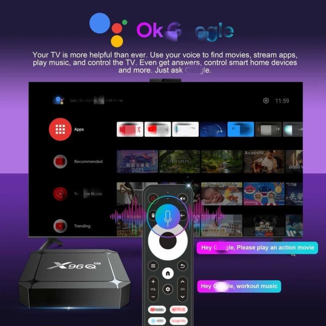 X96Q TV Box voice control and smart home features